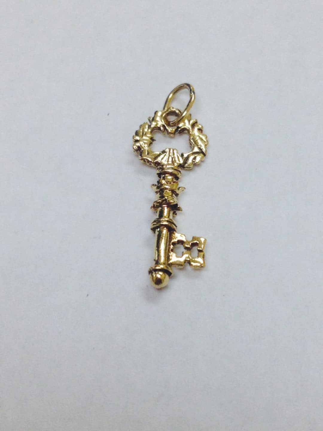 14K Yellow Gold Key Pendant - 14K Gold Key Charm - 14K Gold Key - Gold ...