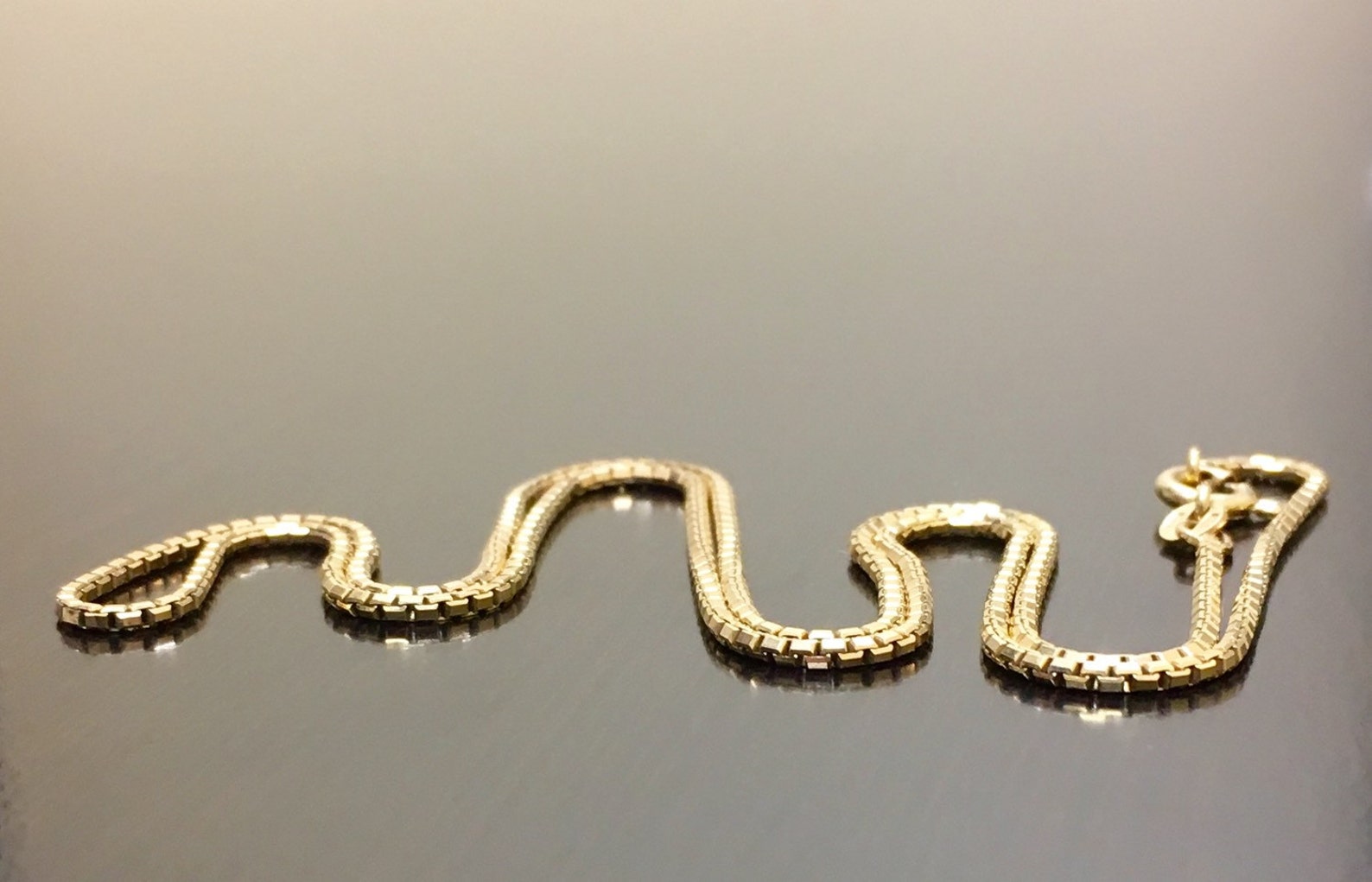 14K Yellow Gold Box Chain Necklace 14K Yellow Gold Chain - Etsy