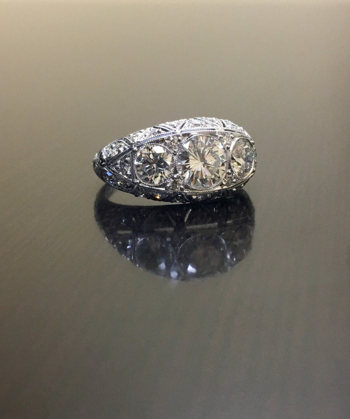 Art Deco Platinum Diamond Engagement Ring Platinum Art Deco | Etsy