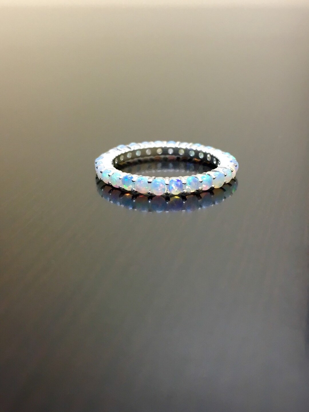 Eternity Opal Engagement Band - Opal Eternity Band - Opal Wedding Band ...