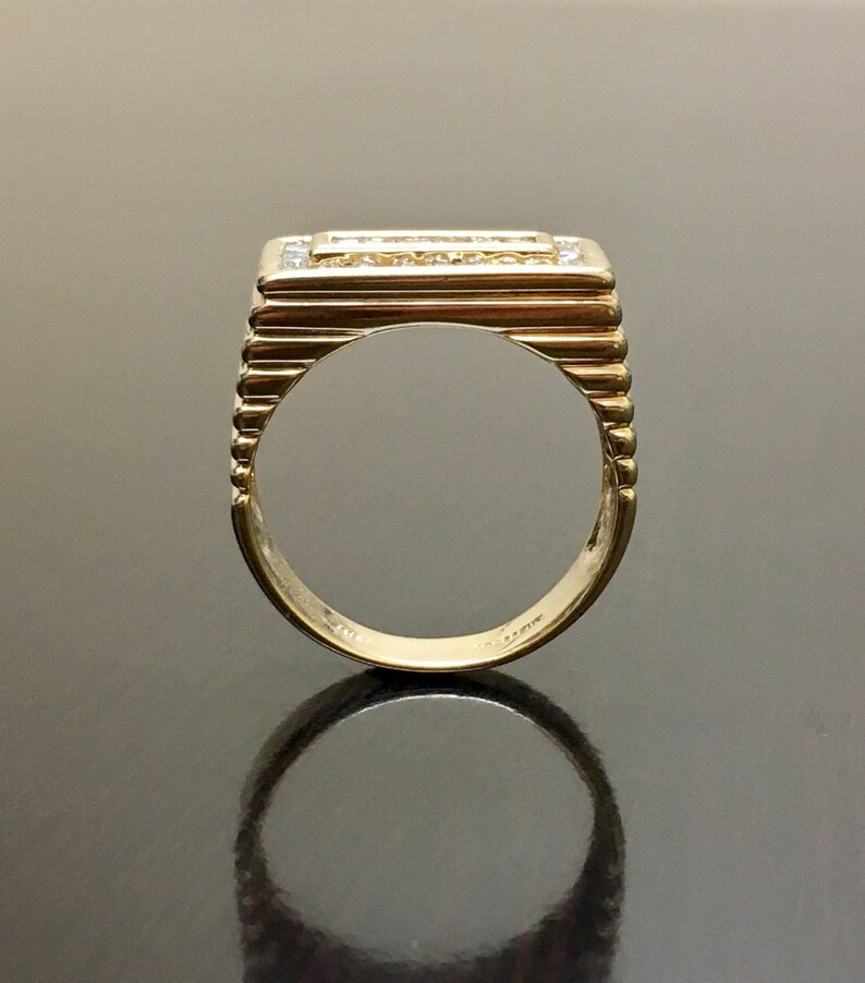 14K Yellow Gold Men's Diamond Ring 14K Gold Men's | Etsy