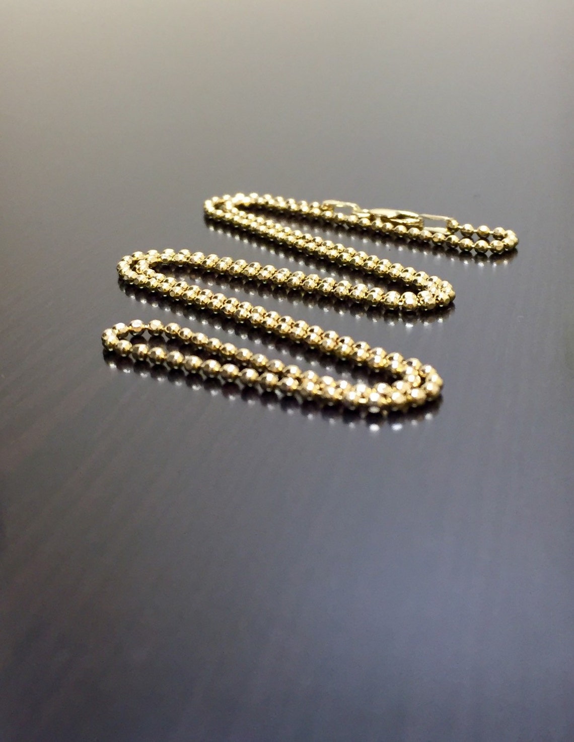 14K Yellow Gold Bead Necklace 14K Gold Bead Chain 14K Gold | Etsy