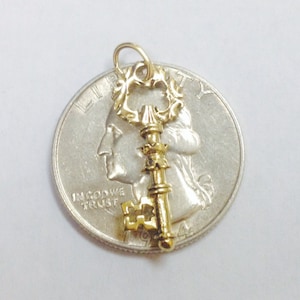 14K Yellow Gold Key Pendant - 14K Gold Key Charm - 14K Gold Key - Gold ...