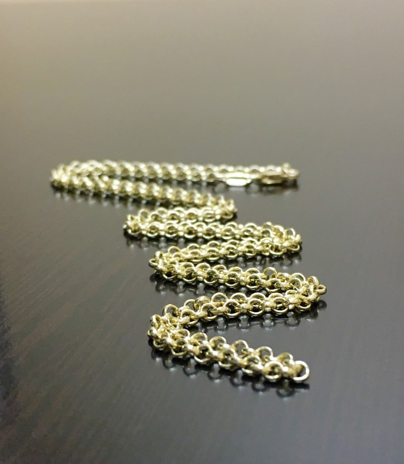 14K Yellow Gold Rolo Chain 14K Gold Necklace 14K Yellow | Etsy