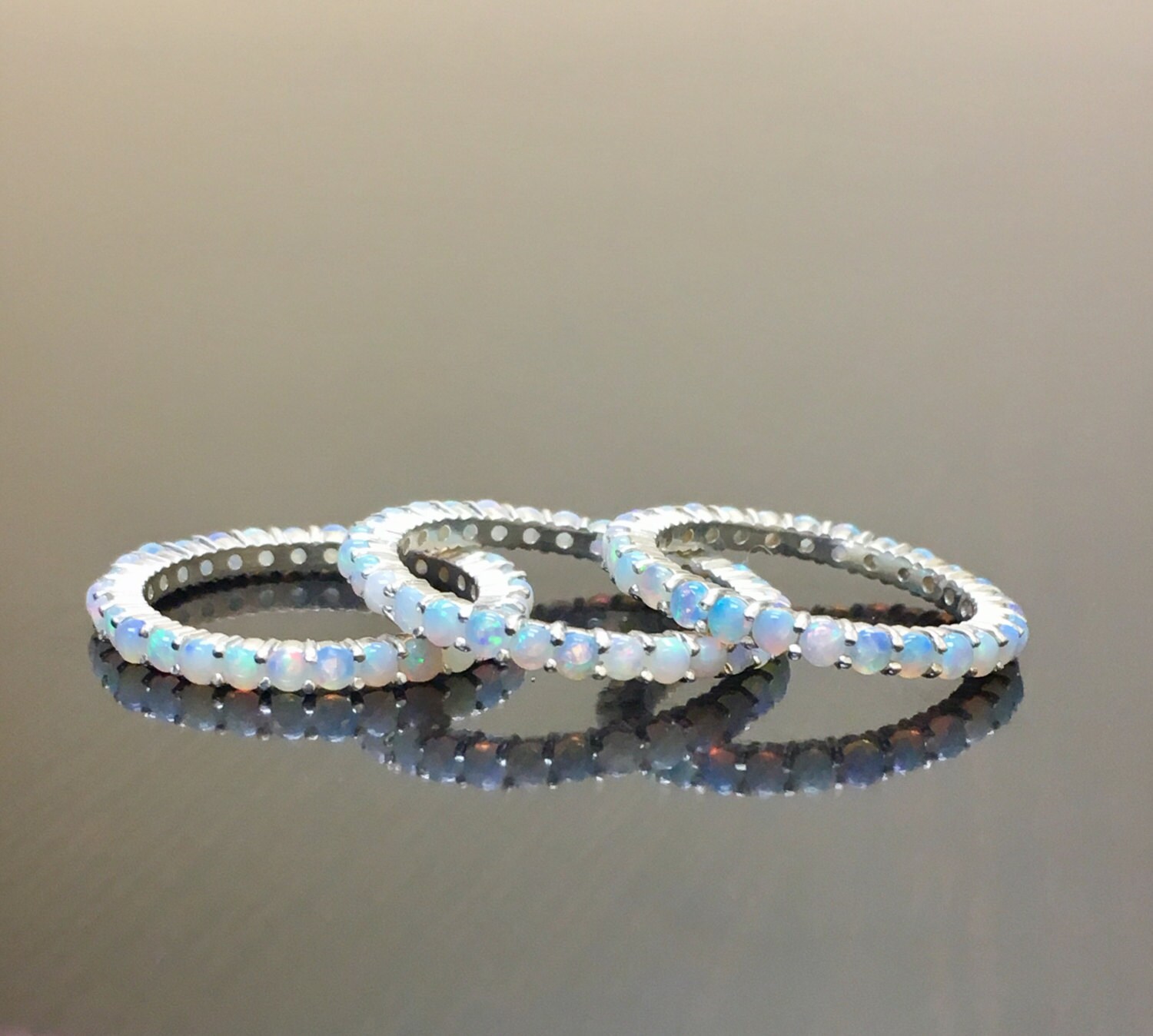 Silver Opal Engagement Band Opal Eternity Band Opal | Etsy