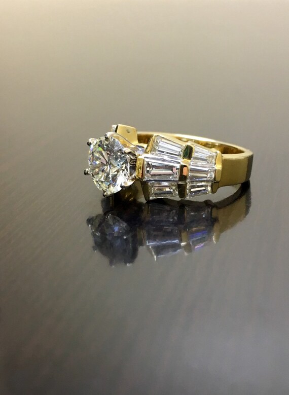 18K Yellow Gold Diamond Engagement Ring - Art Deco 18… - Gem