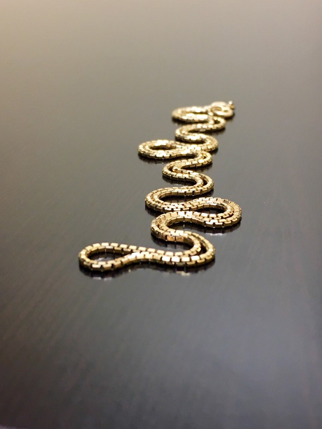 14K Yellow Gold Box Chain Necklace 14K Yellow Gold Chain | Etsy