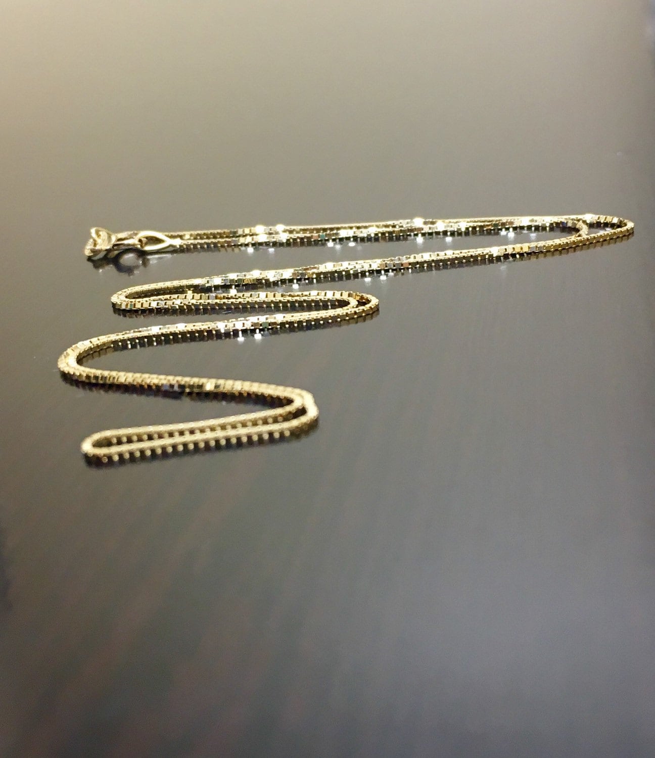 18K Yellow Gold Box Chain Box Chain 18K Gold Necklace 18K | Etsy
