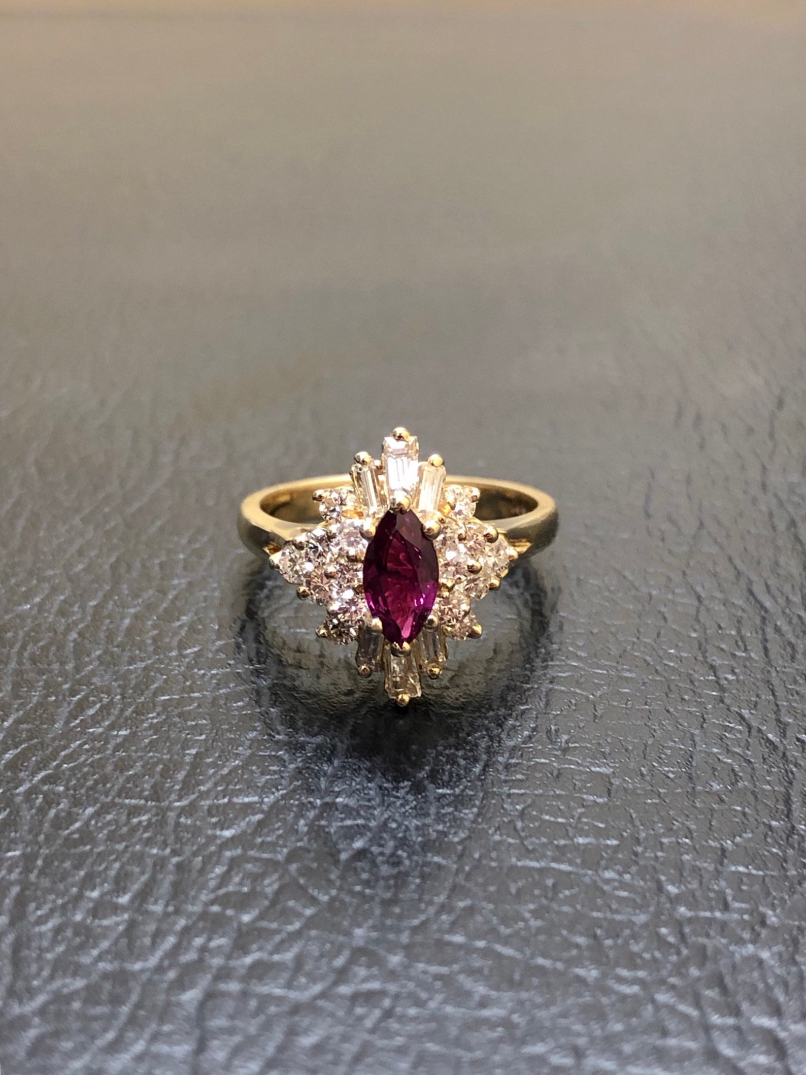 18K Yellow Gold Diamond Ruby Engagement Ring 14K Gold - Etsy