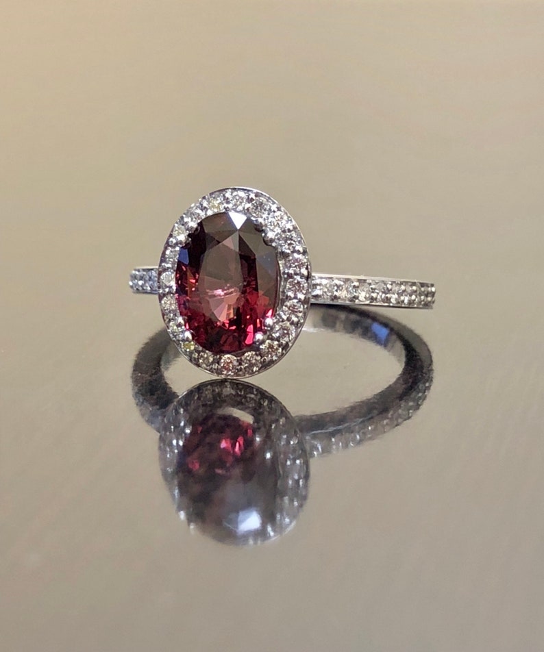 Art Deco Platinum Halo Ruby Diamond Engagement Ring Platinum - Etsy