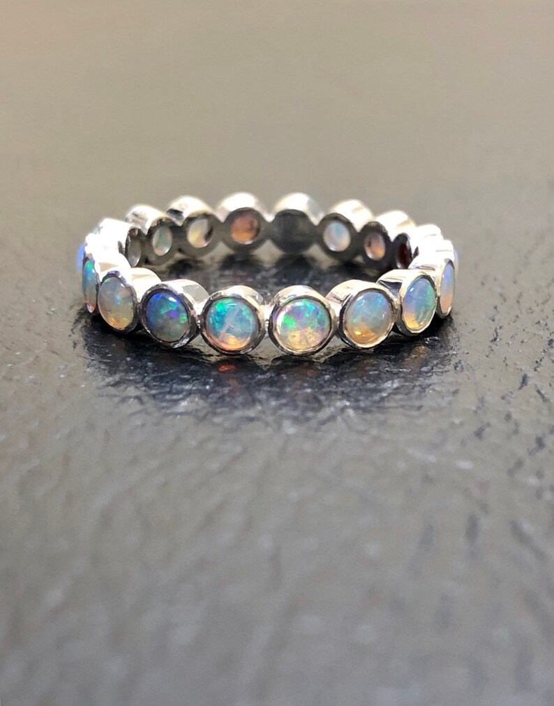 Opal Eternity Band Eternity Opal Engagement Band Sterling - Etsy