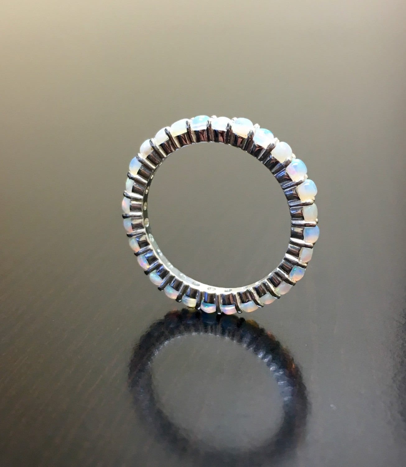 Opal Engagement Band Eternity Opal Band Opal Wedding Band | Etsy