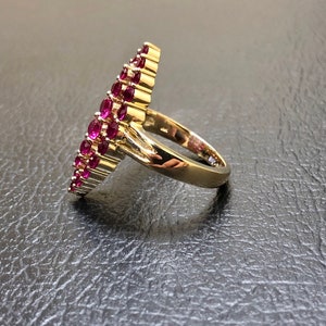 Custom Made Almond Shape 18K Yellow Gold Cluster Genuine Ruby Ring - Etsy