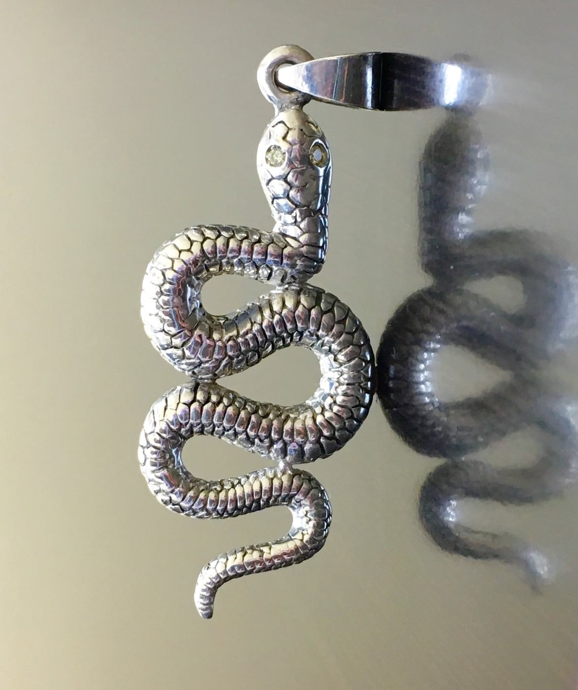 Yellow Diamond Snake Pendant Handmade Snake Diamond Pendant | Etsy