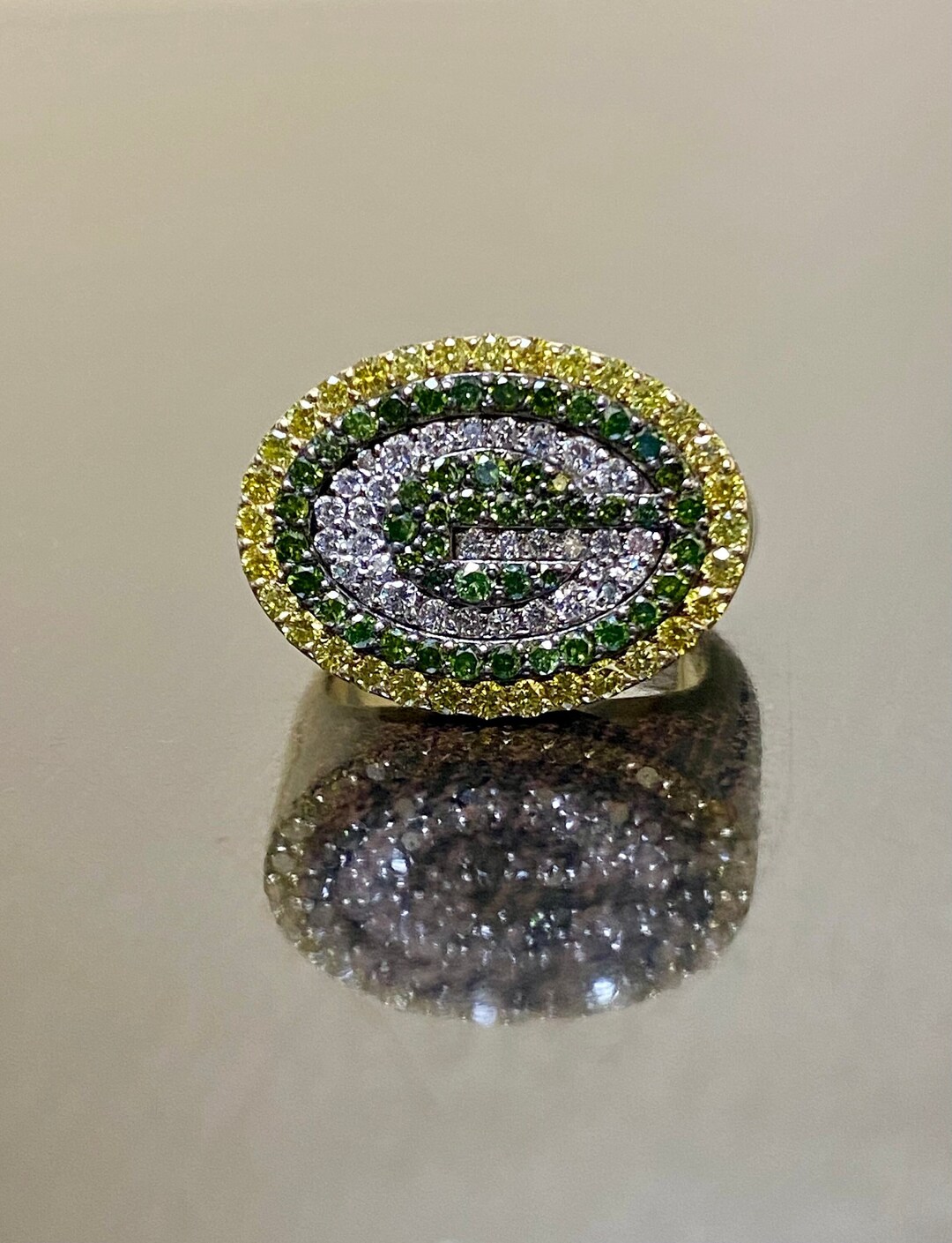 14K Yellow Gold Diamond Green Bay Packers Ring - Green Bay Packers ...