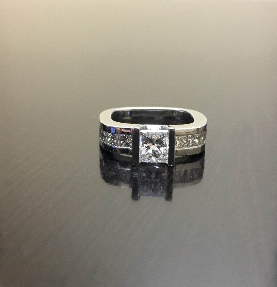 Princess Cut Diamond Engagement Ring - Platinum Diamond Wedding Ring ...