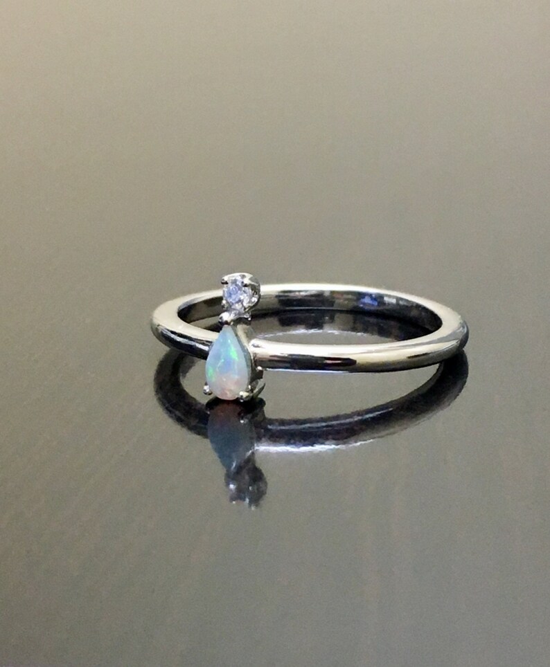 14K White Gold Diamond Opal Engagement Ring Gold Diamond - Etsy