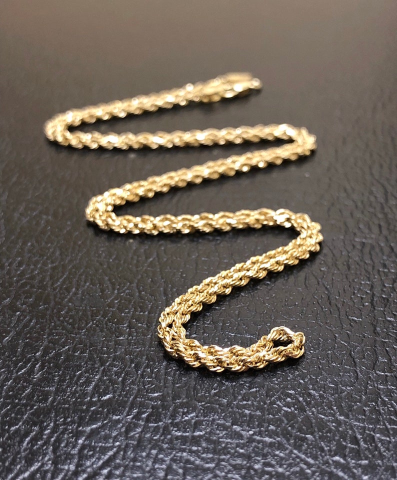 14K Yellow Gold Rope Chain 14K Gold Rope Chain Necklace | Etsy