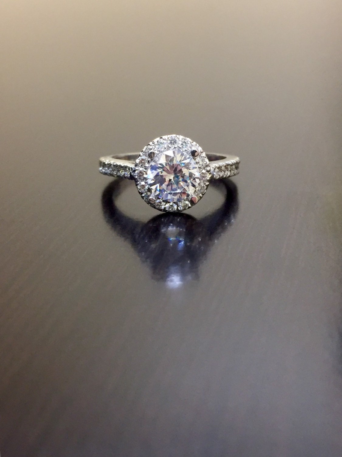 18K White Gold Diamond Engagement Ring 18K Gold Pave Diamond | Etsy