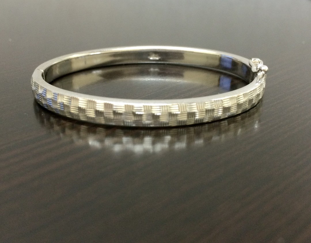 Handmade Unique 14K White Gold Baby Bangle Bracelet - Baby and Children ...