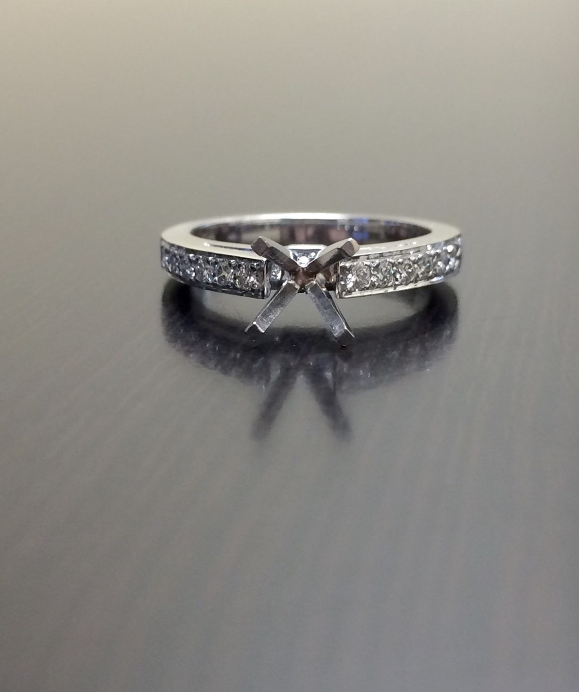 18K White Gold Diamond Engagement Ring 18K Gold Diamond - Etsy