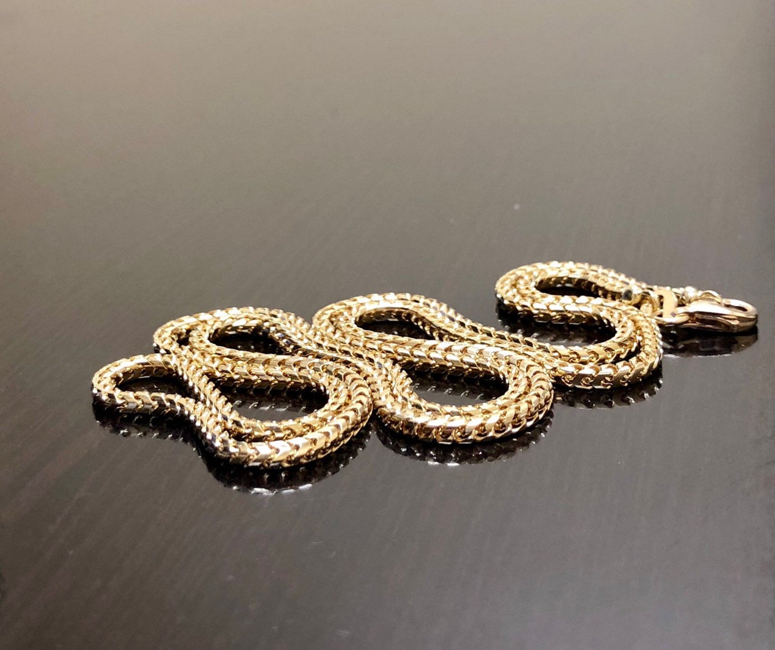 18K Yellow Gold Franco Necklace 18K Gold Franco Chain - Etsy