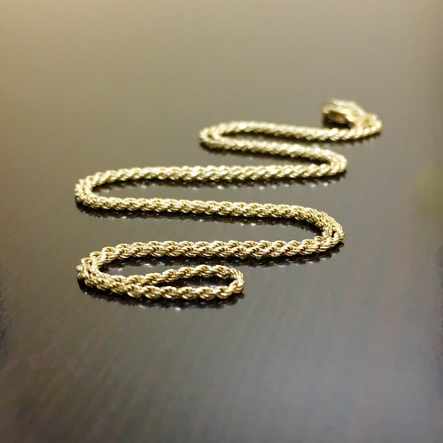 Solid 14K Gold Rope Chain Necklace Rope Necklace Statement - Etsy