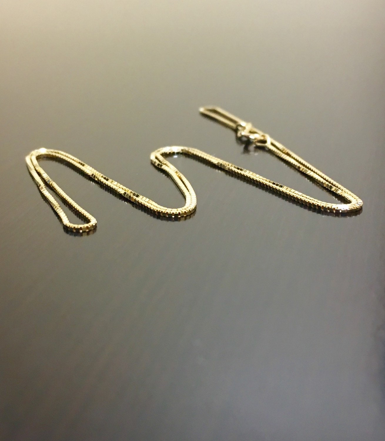 18K Yellow Gold Box Chain Box Chain 18K Gold Necklace 18K | Etsy