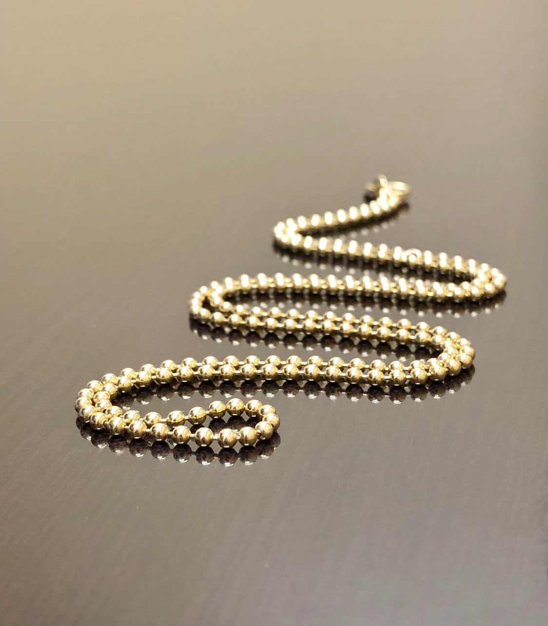 14K Yellow Gold Bead Necklace 14K Gold Bead Chain 14K Gold | Etsy