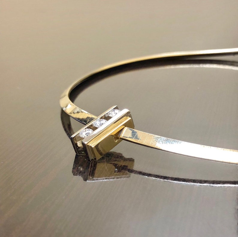 14K Yellow Gold Omega Slider Diamond Necklace 14K Two Tone - Etsy