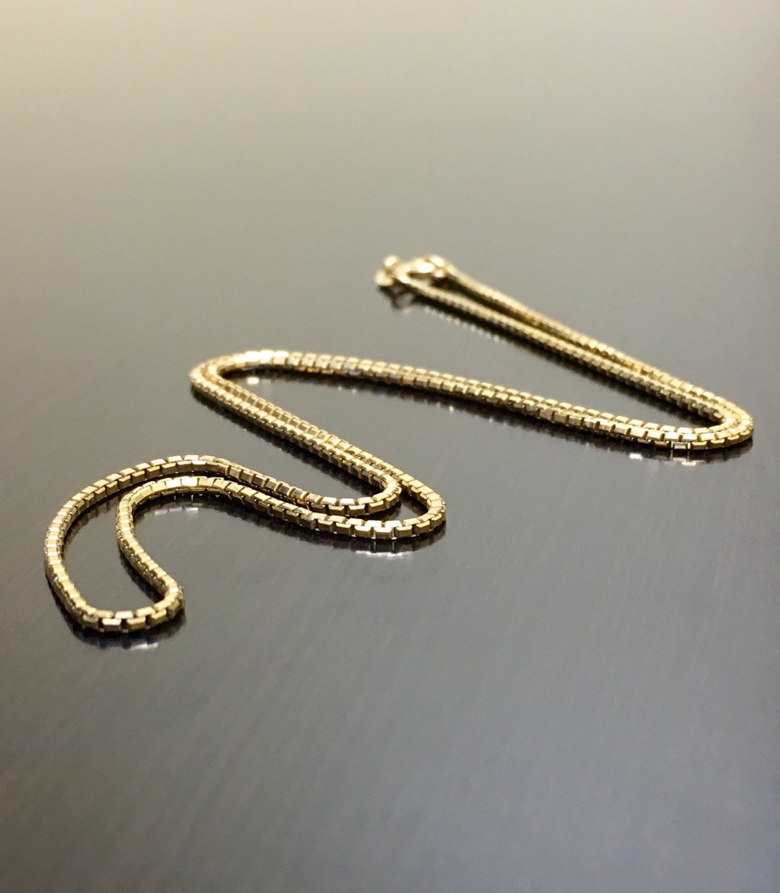 14K Yellow Gold Box Chain Necklace 14K Yellow Gold Chain - Etsy