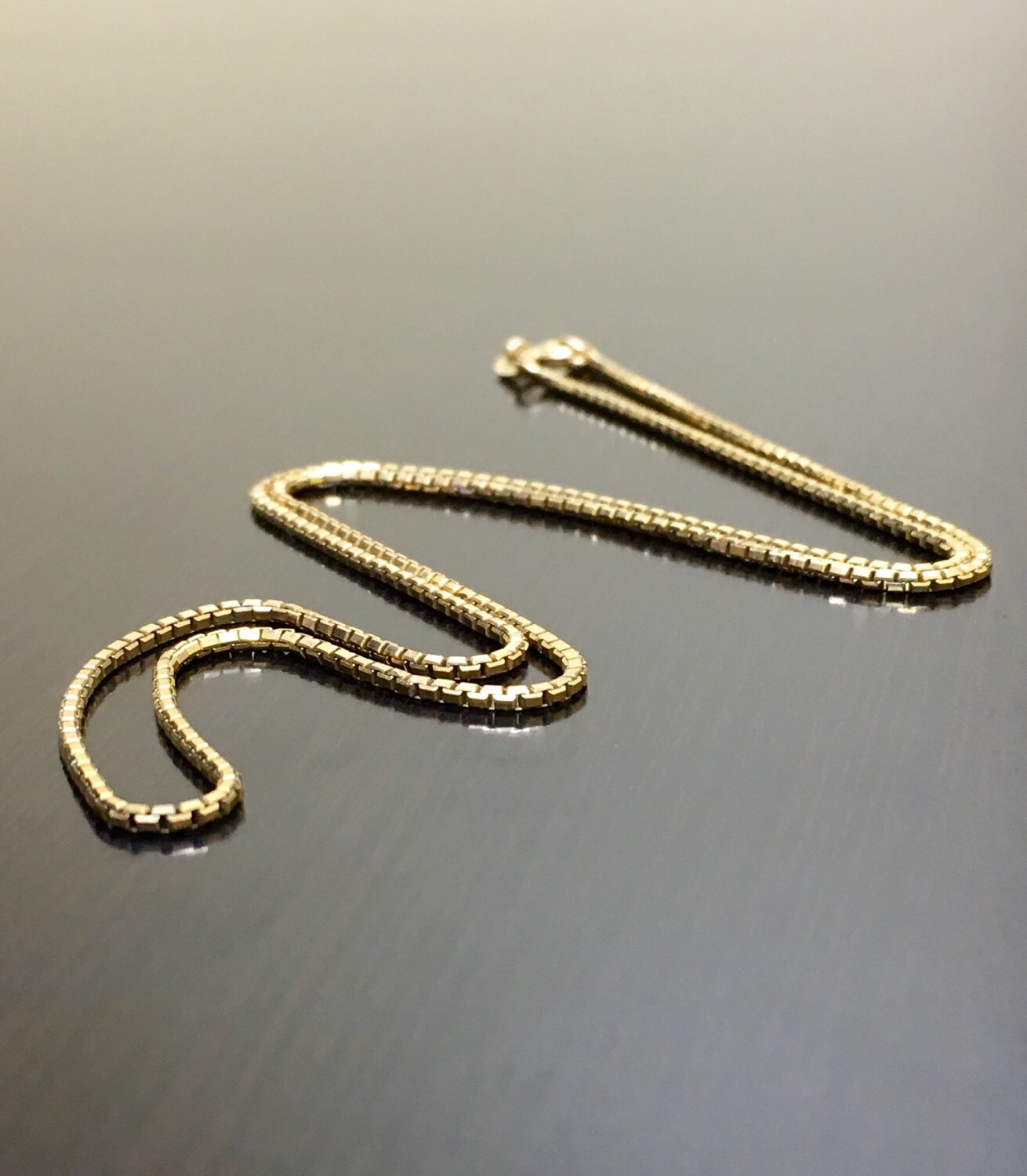 14K Yellow Gold Box Chain Necklace 14K Yellow Gold Chain | Etsy