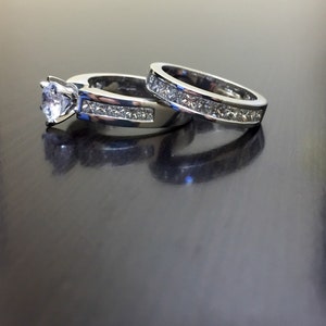 18K White Gold Diamond Engagement Ring Bridal Set - 18K Gold Diamond ...