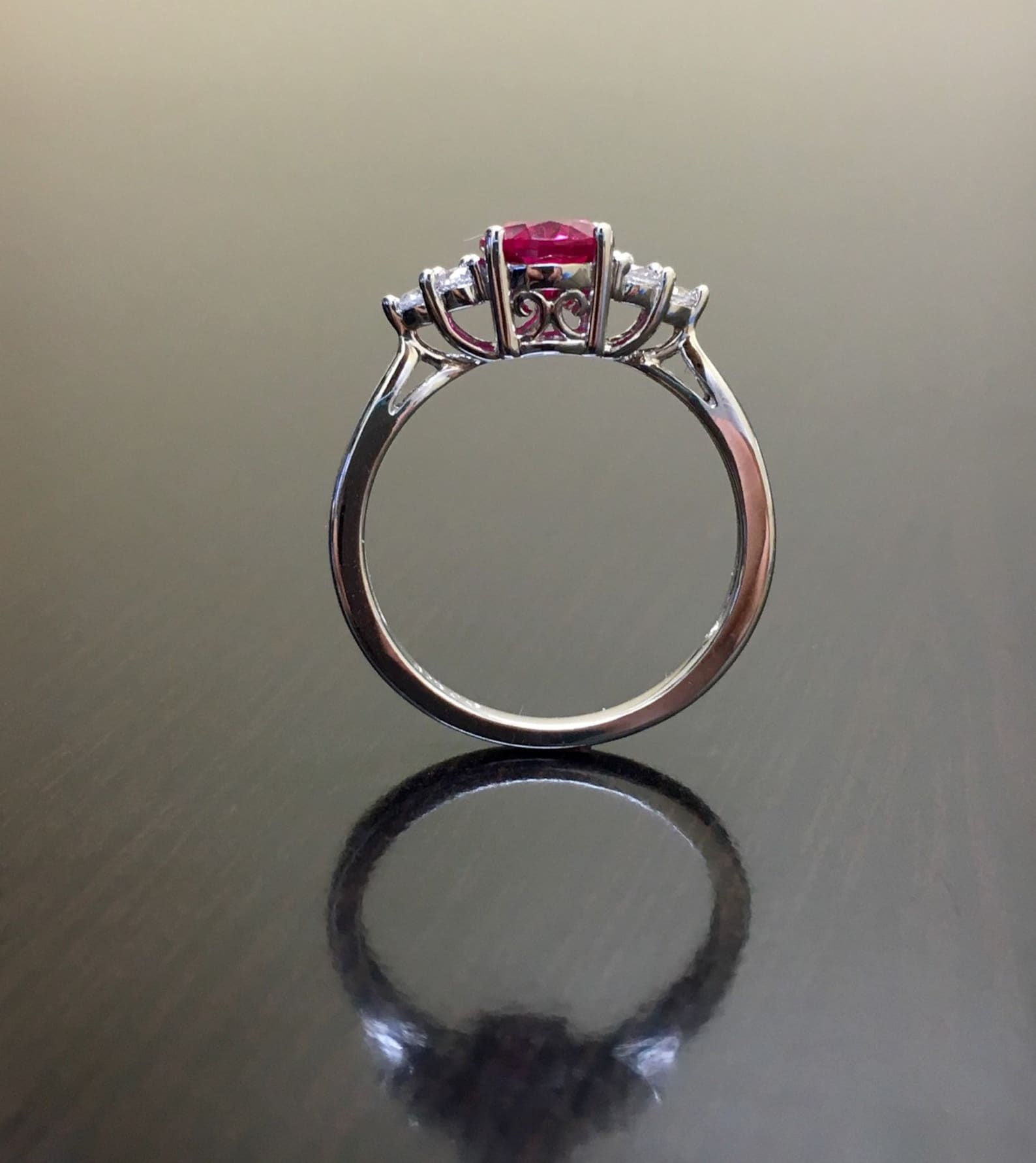 Art Deco Ruby Engagement Ring White Sapphire Art Deco Ruby - Etsy