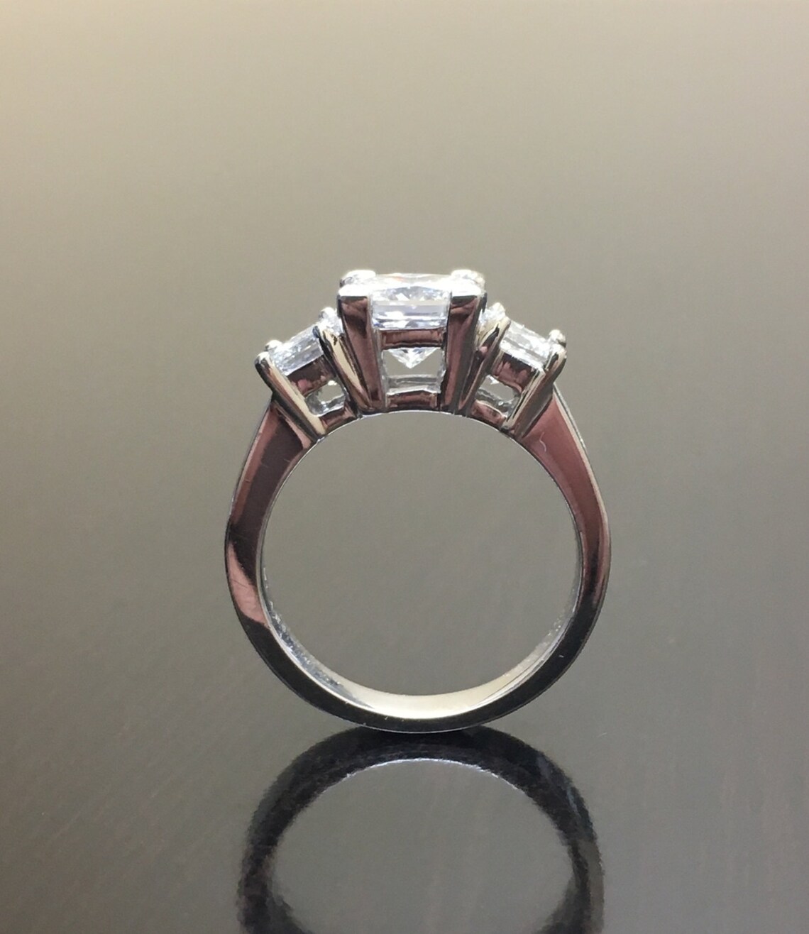 Three Stone Princess Cut Diamond Engagement Ring - Platinum Diamond ...