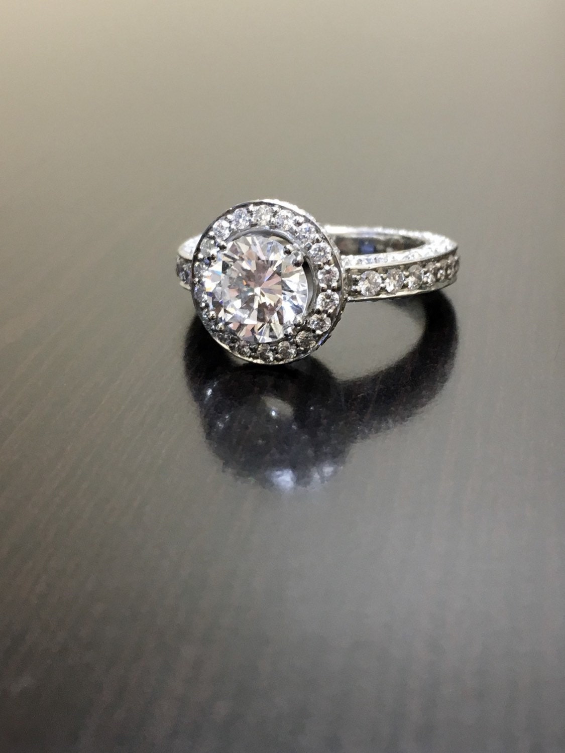 Halo Diamond Platinum Engagement Ring Platinum Diamond | Etsy