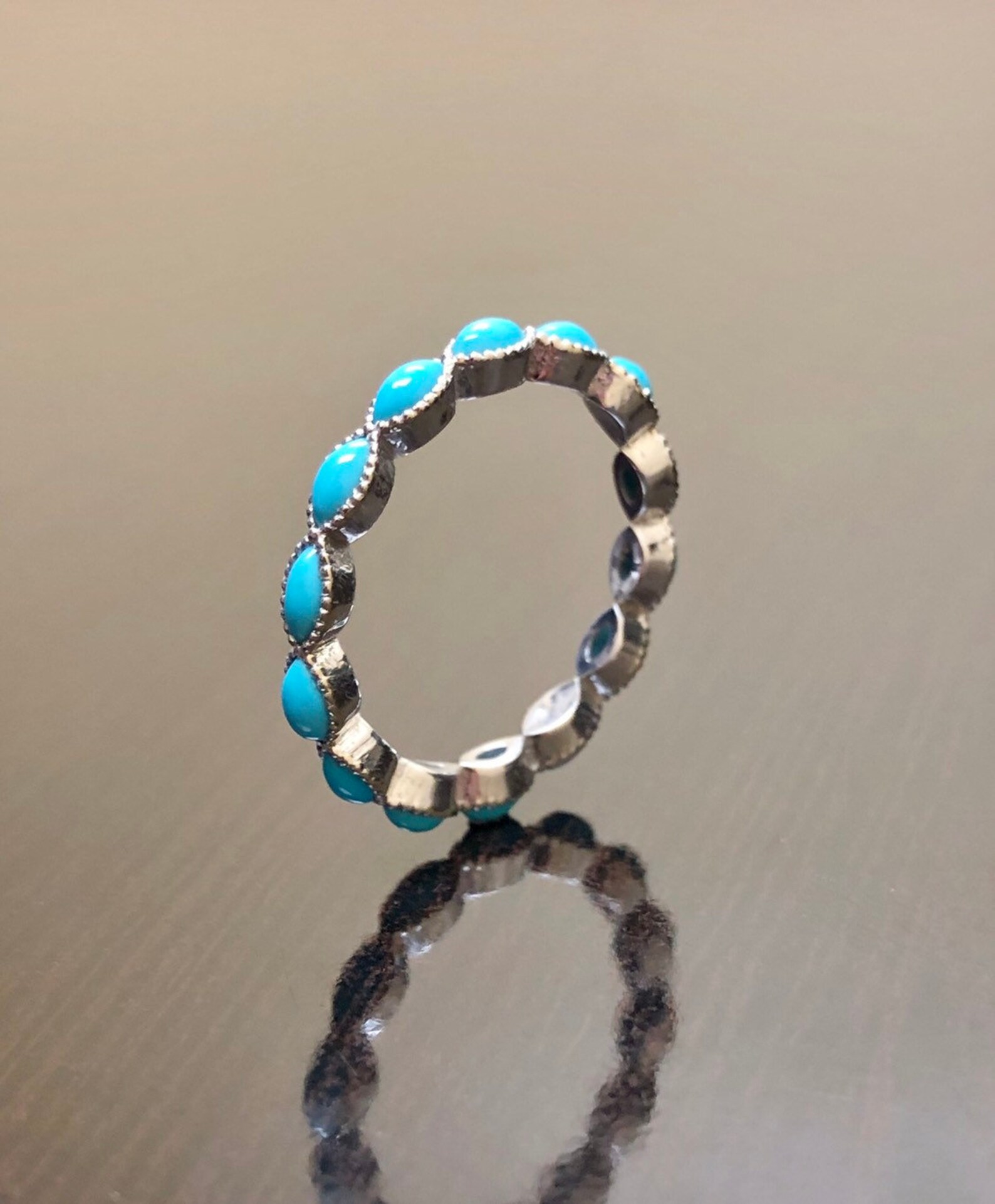 Platinum Eternity Turquoise Engagement Band - Art Deco Platinum ...
