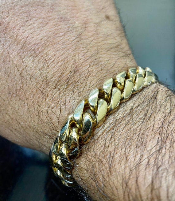 Cuban link bracelet 14k solid gold store