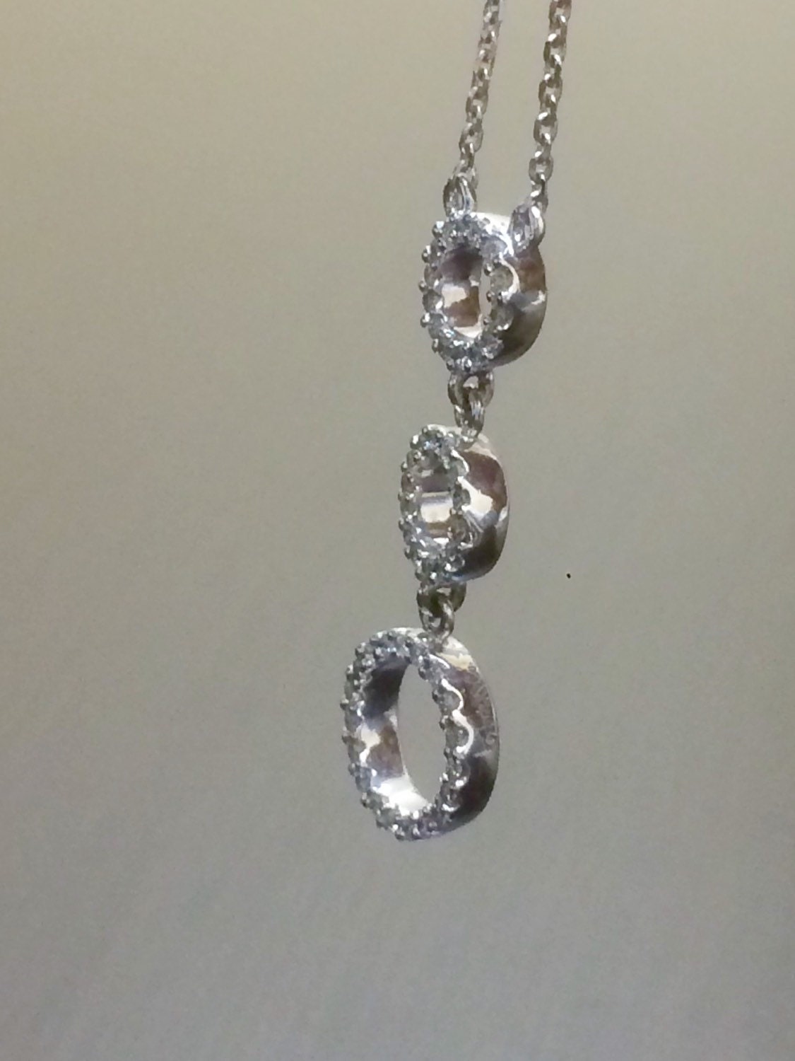 Classic Timeless Triple Loop 14K White Gold Diamond Necklace - Etsy