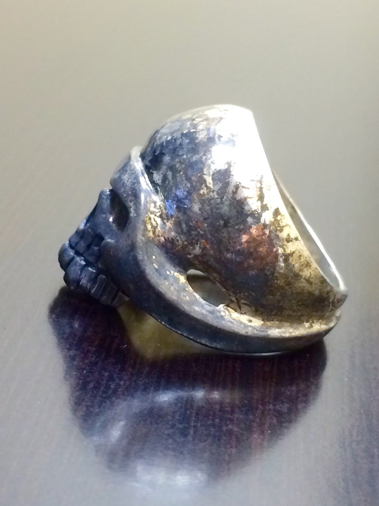 Sterling Silver Handmade Skull Ring Biker Skull Ring - Etsy