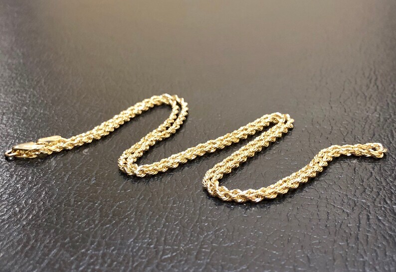 14K Yellow Gold Rope Chain 14K Gold Rope Chain Necklace | Etsy