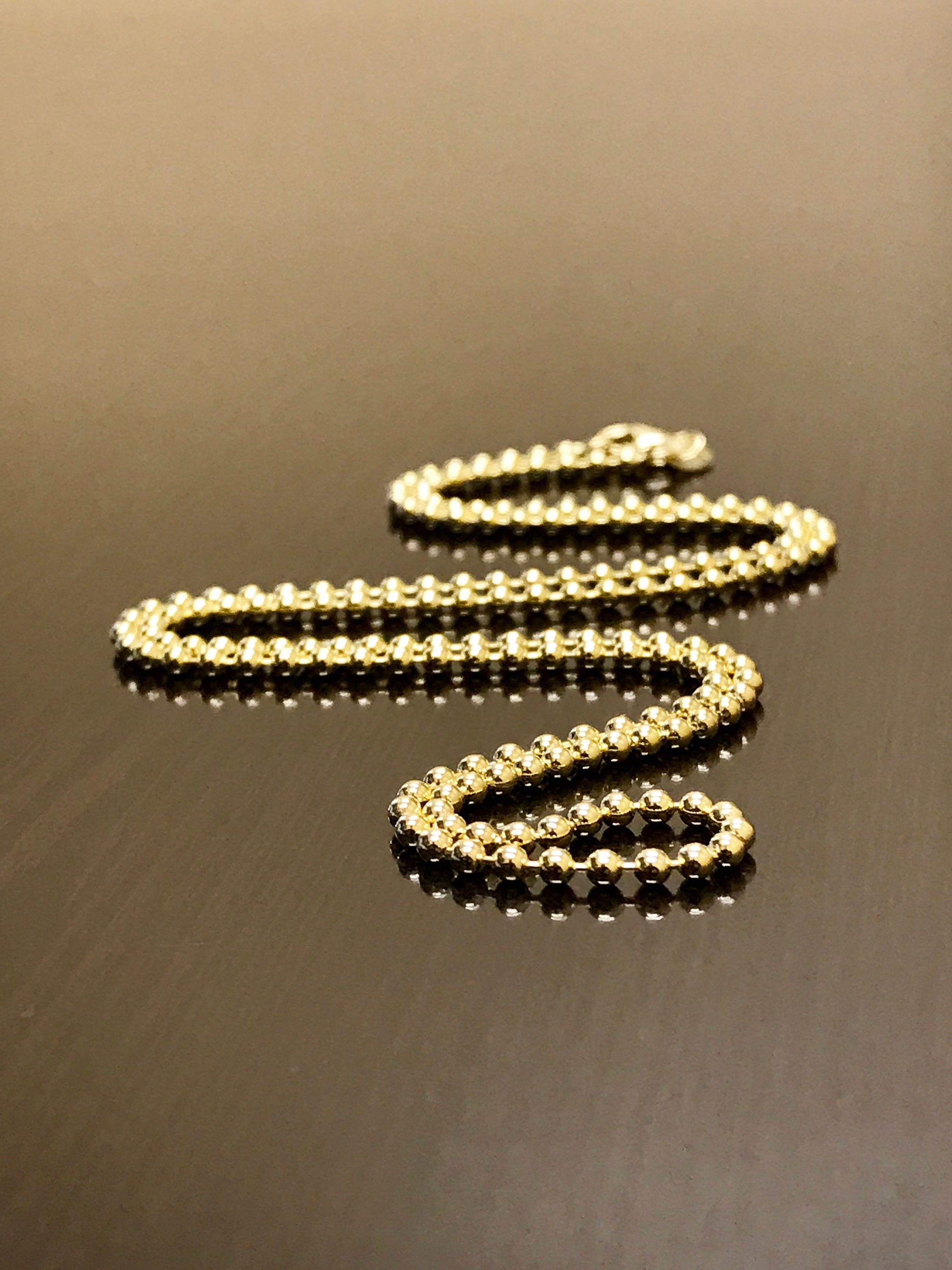 14K Yellow Gold Bead Necklace 14K Gold Bead Chain 14K Gold | Etsy