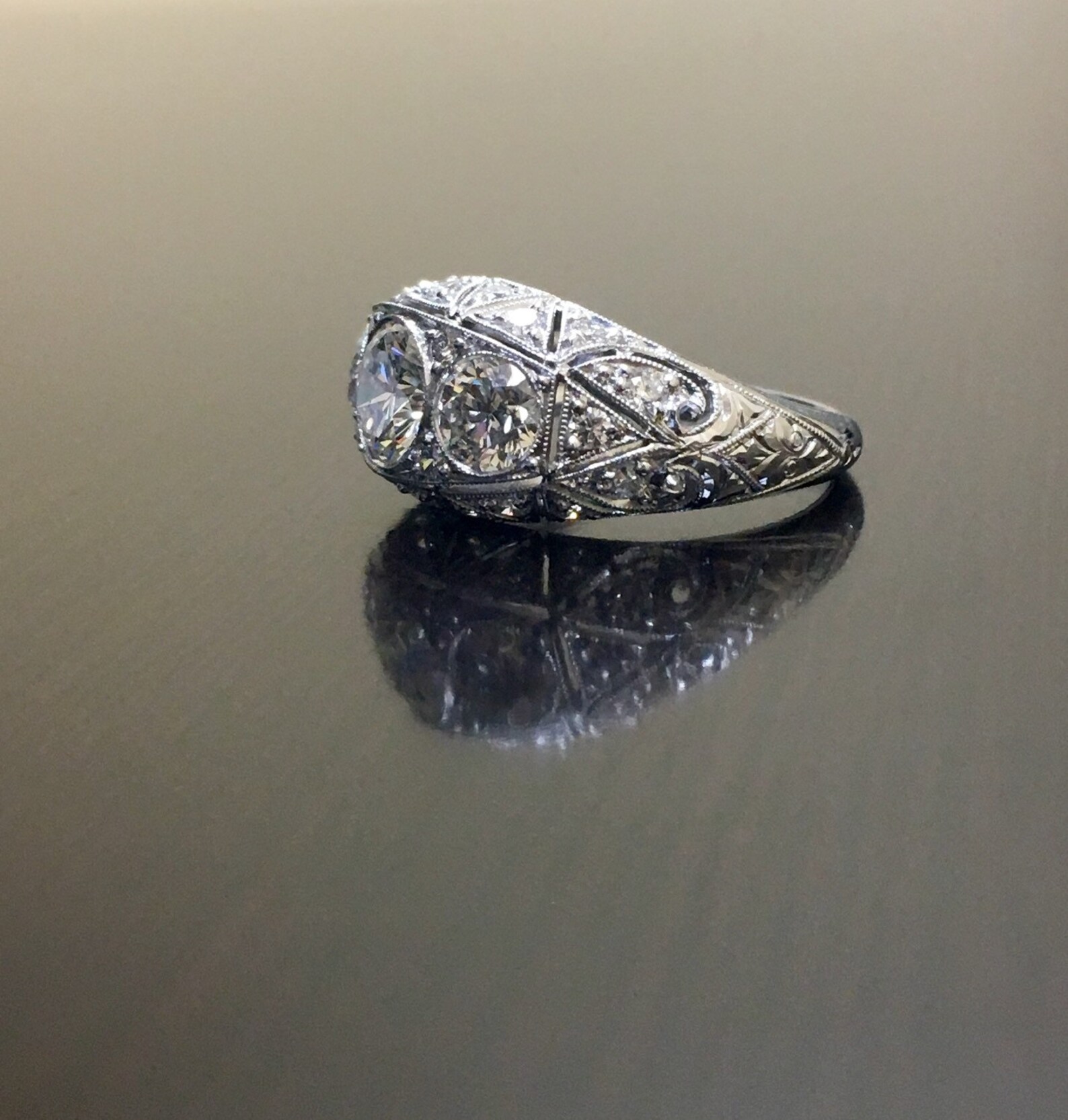 Art Deco Platinum Diamond Engagement Ring Platinum Art Deco | Etsy