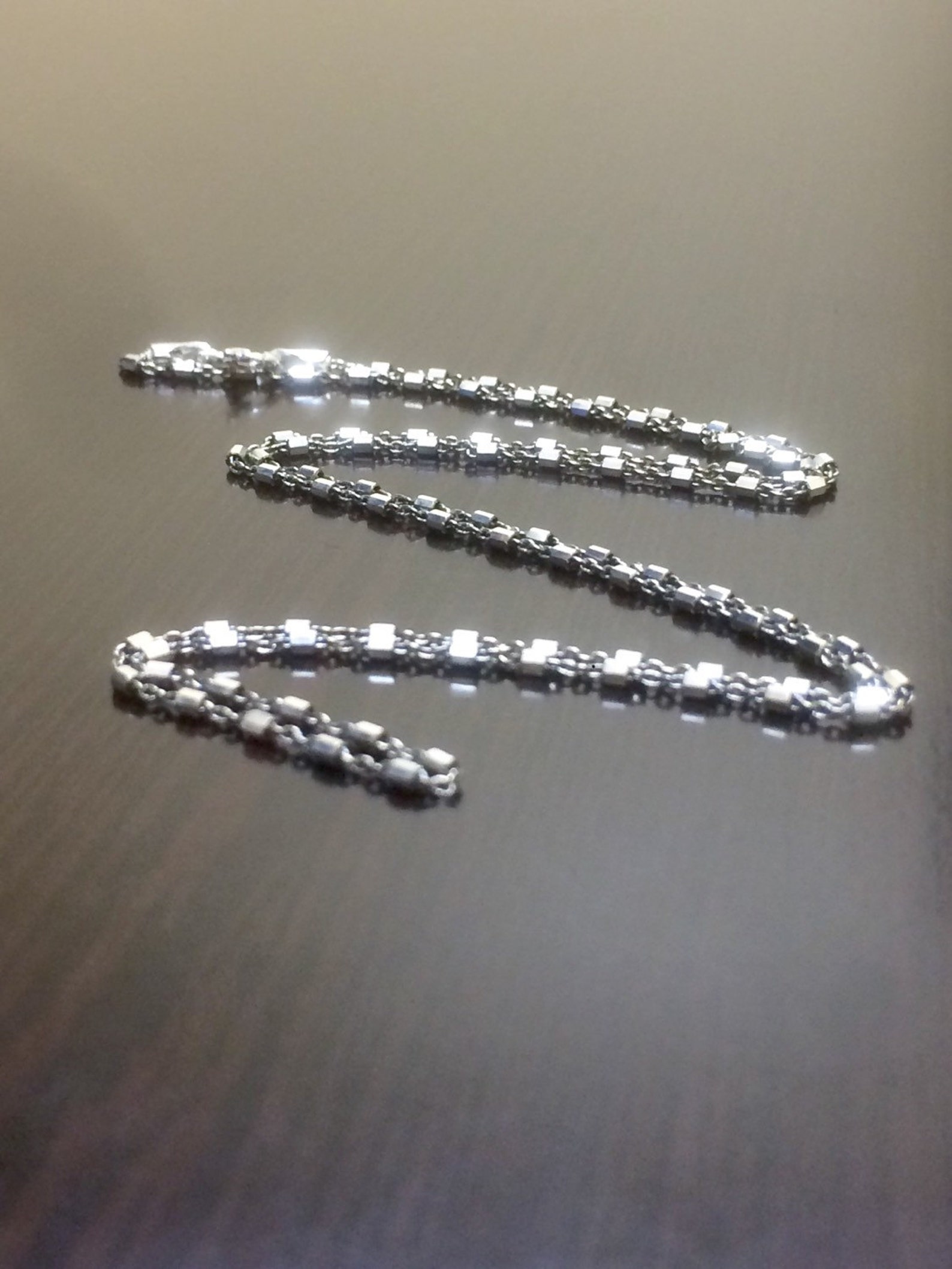 Silver Necklace Sterling Silver Necklace Silver Bead Chain | Etsy