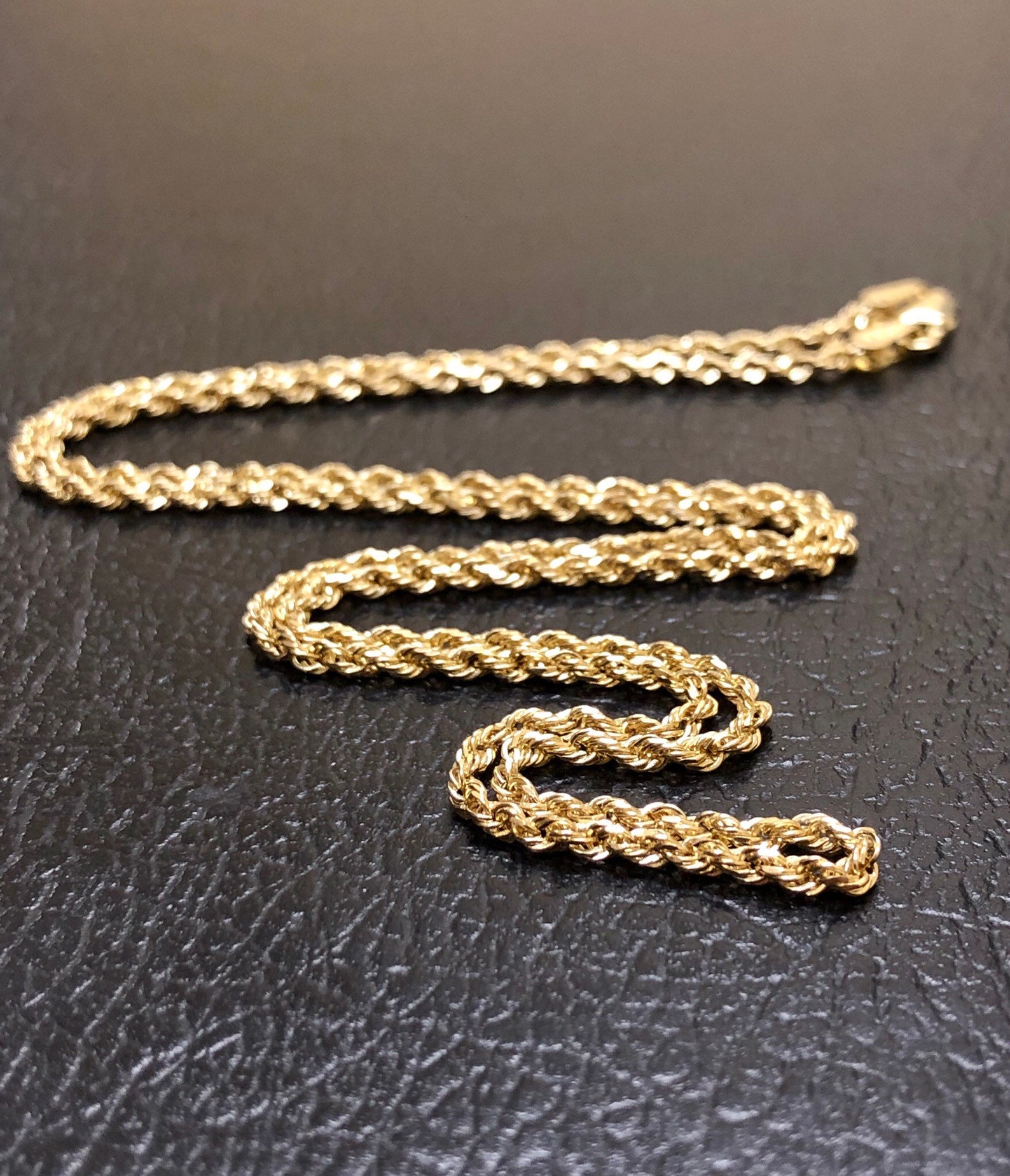 14K Yellow Gold Rope Chain 14K Gold Rope Chain Necklace | Etsy