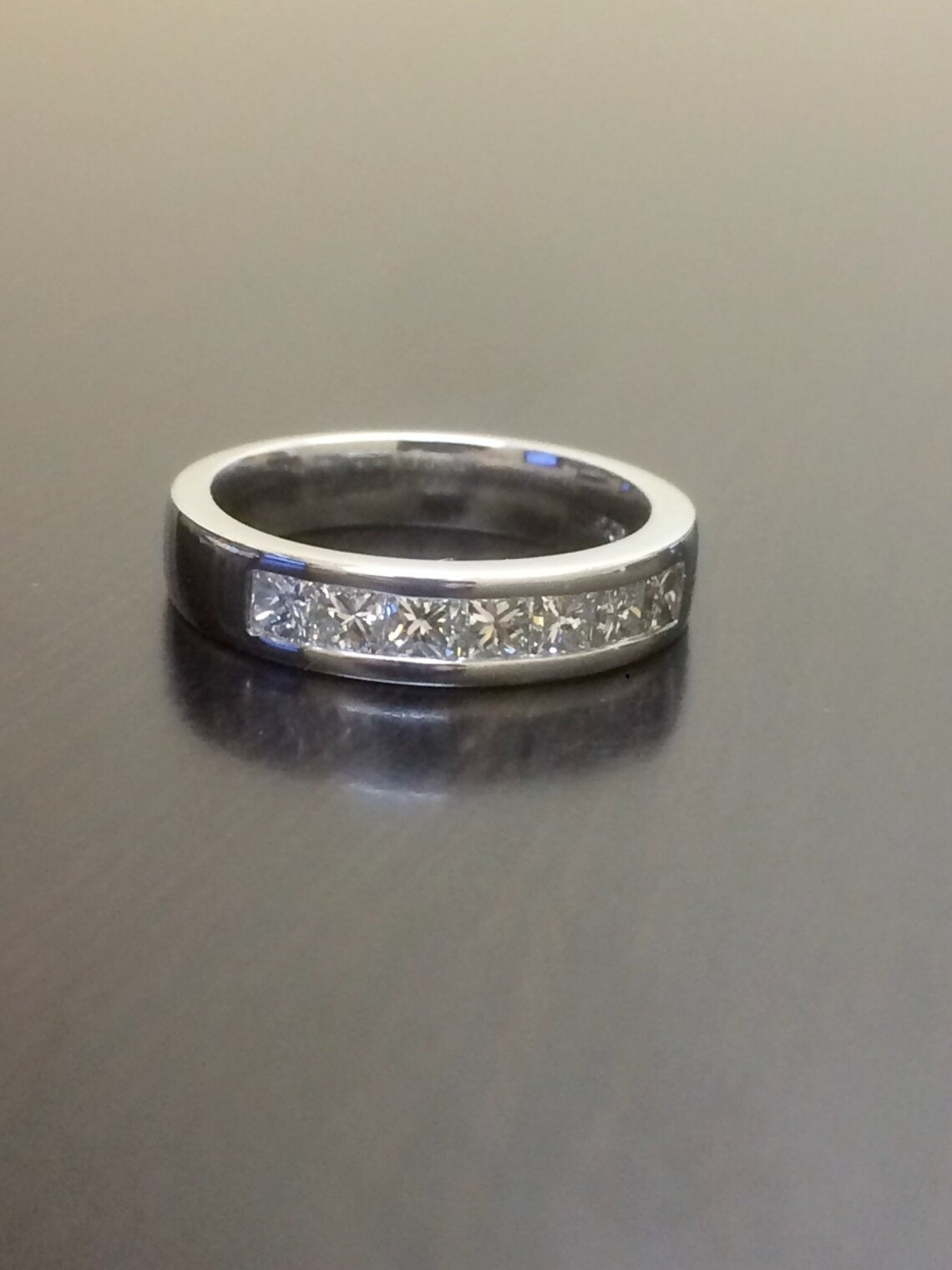 Princess Cut Diamond Engagement Band - Platinum Diamond Wedding Band ...