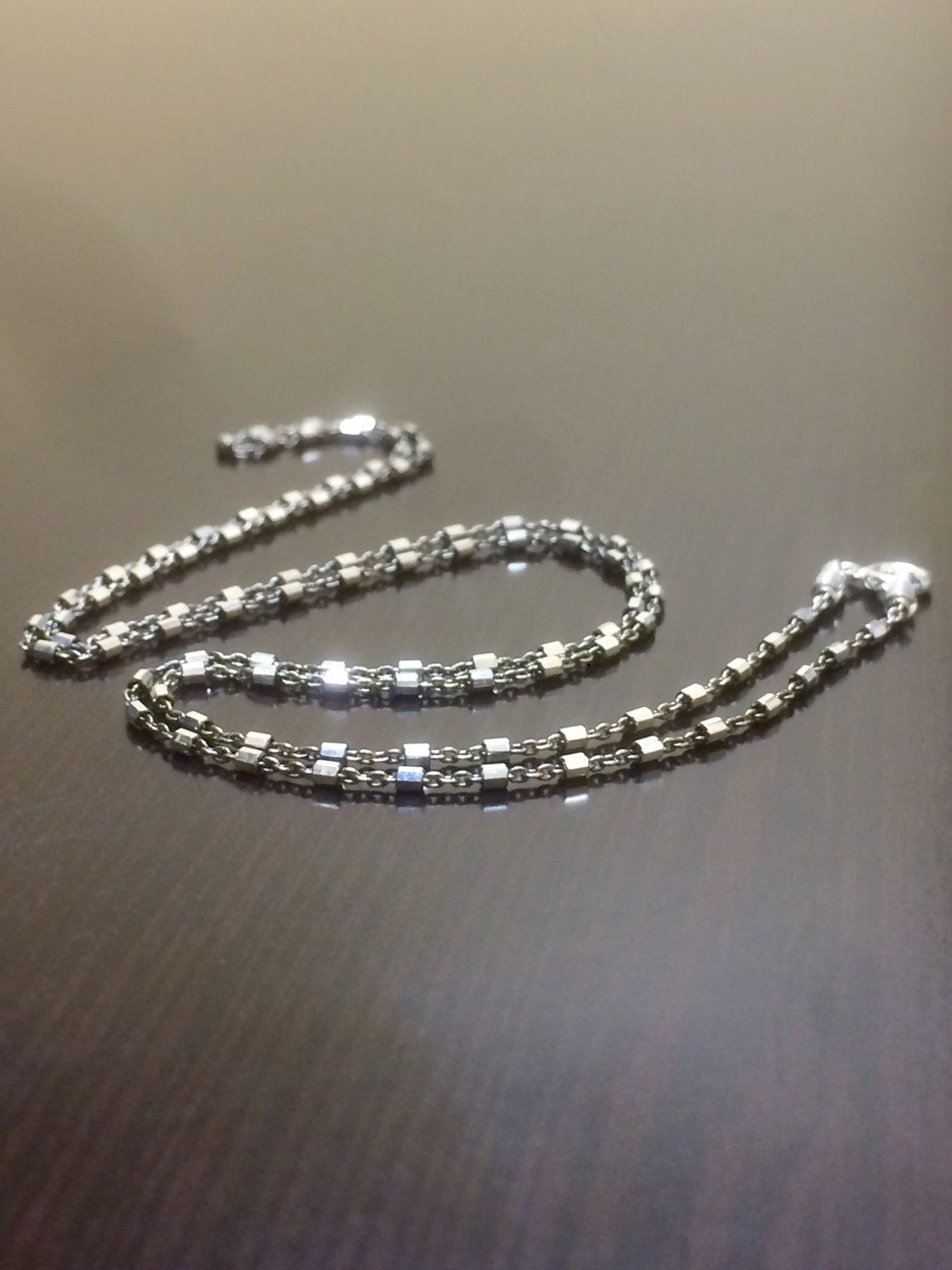 Silver Necklace - Sterling Silver Necklace - Silver Bead Chain - Silver ...