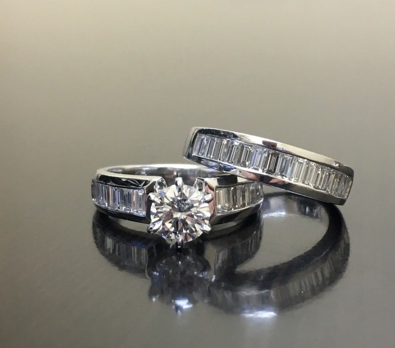 Platinum Diamond Engagement Ring Art Deco Platinum Diamond - Etsy