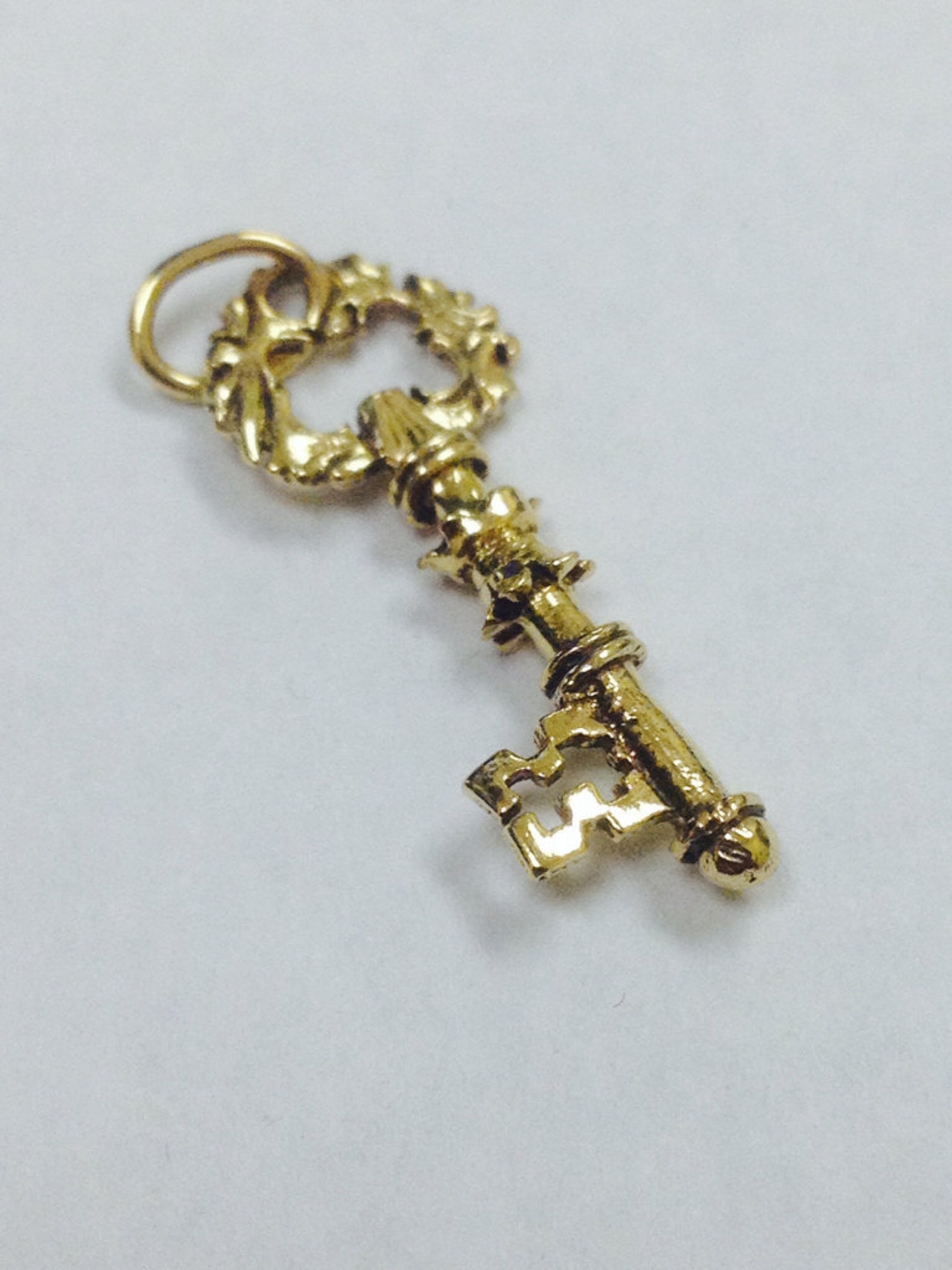 14K Yellow Gold Key Pendant 14K Gold Key Charm 14K Gold - Etsy