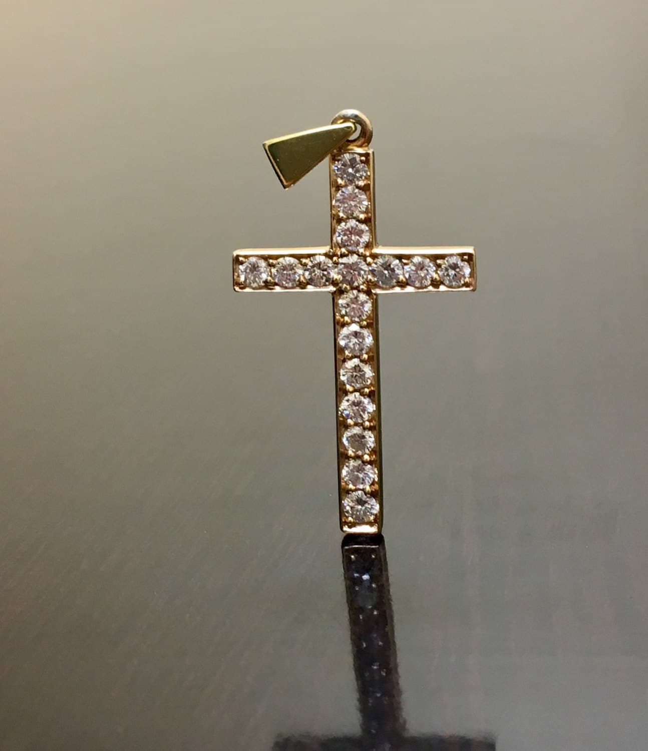 Art Deco 14K Yellow Gold Diamond Cross - 14K Gold Diamond Cross Pendant ...
